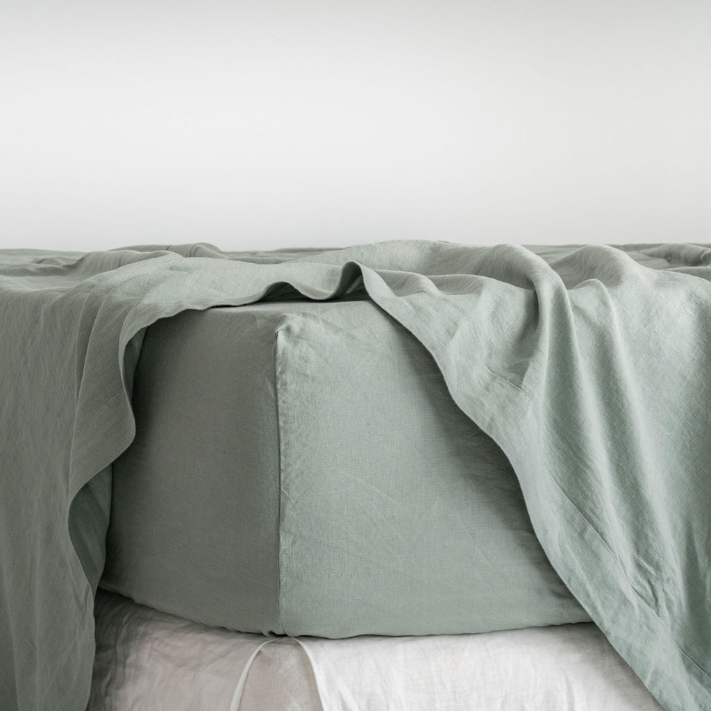 French Flax Linen Fitted Sheet in Sage – I Love Linen