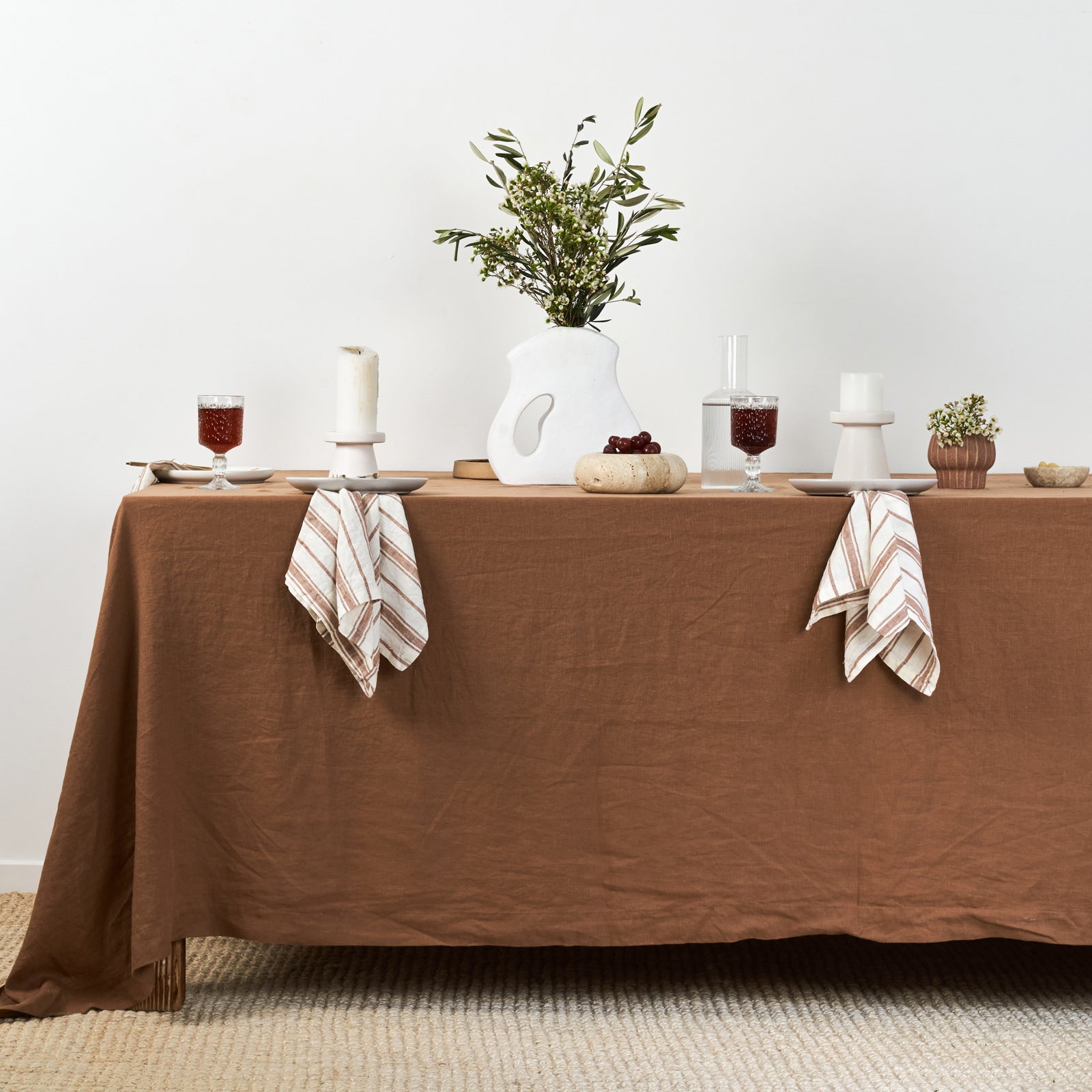 French Flax Linen Table Cloth in Hazelnut – I Love Linen