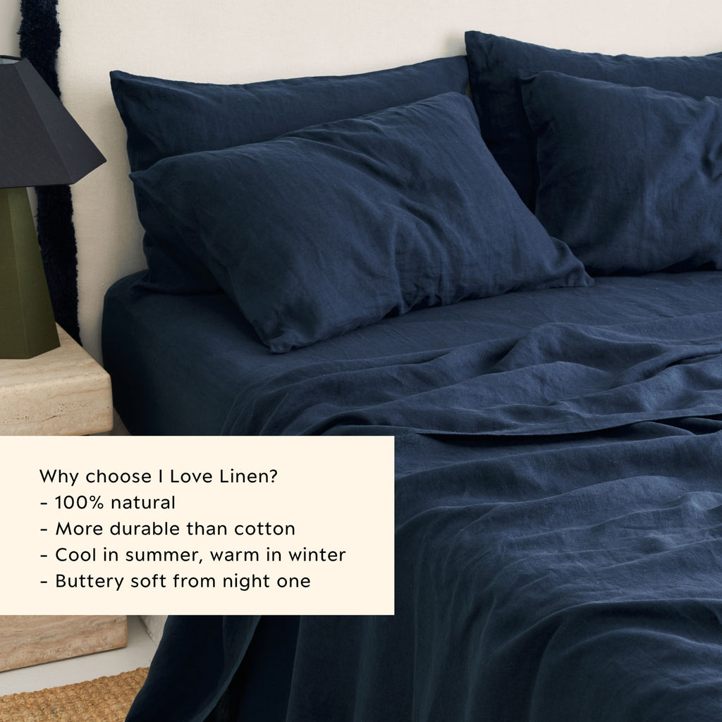 French Flax Linen Sheet Set in Indigo – I Love Linen