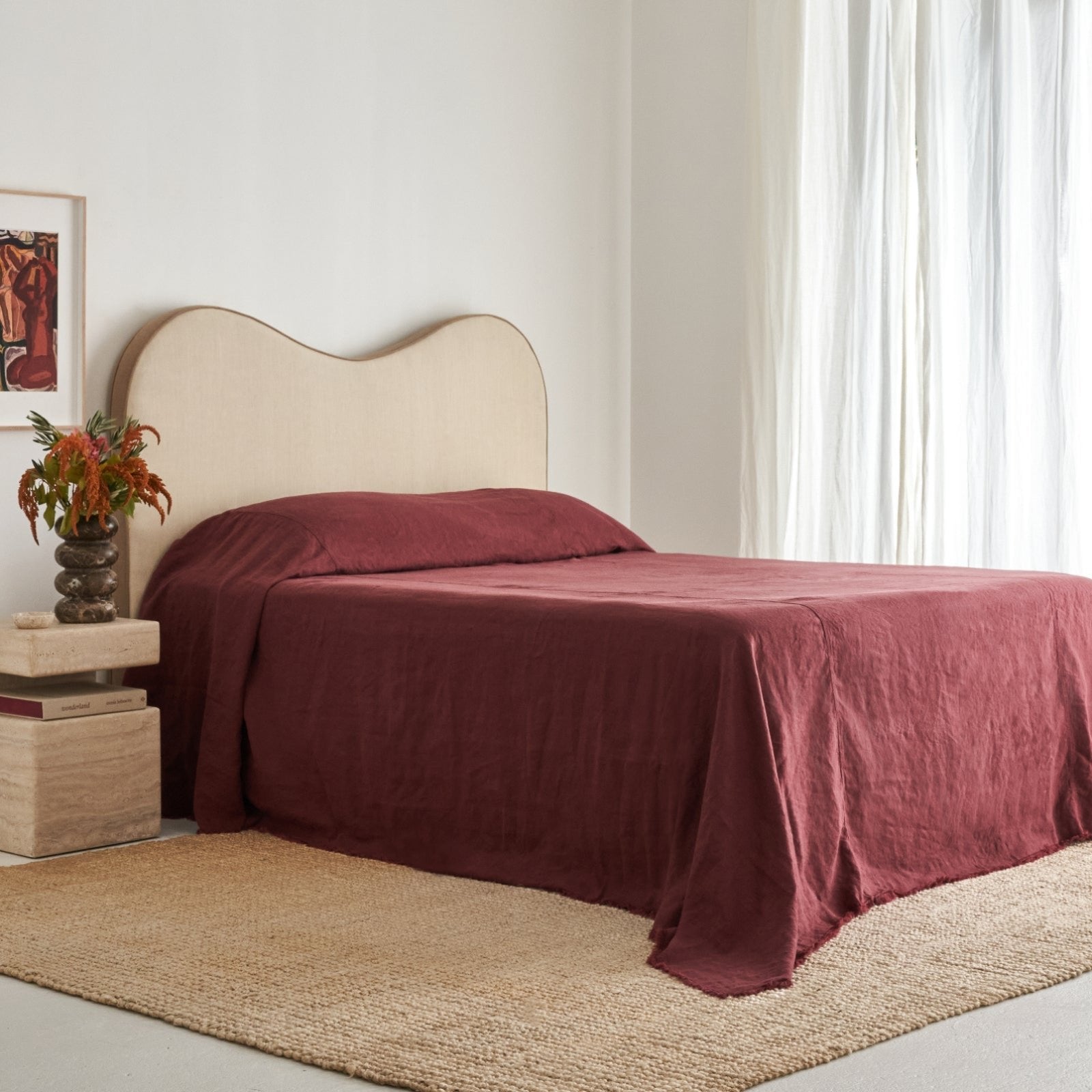 French Flax Linen Heavy Bed Cover in Cherrywood – I Love Linen