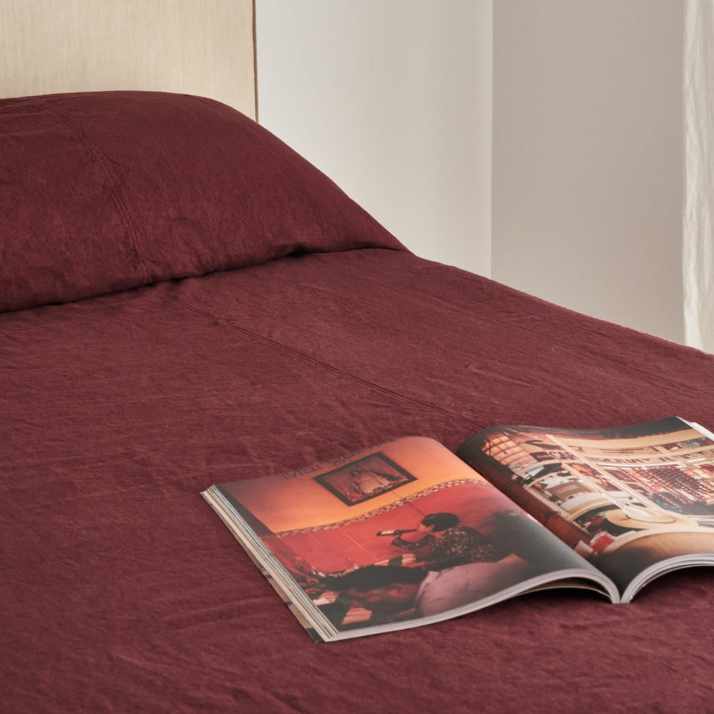 French Flax Linen Heavy Bed Cover in Cherrywood – I Love Linen