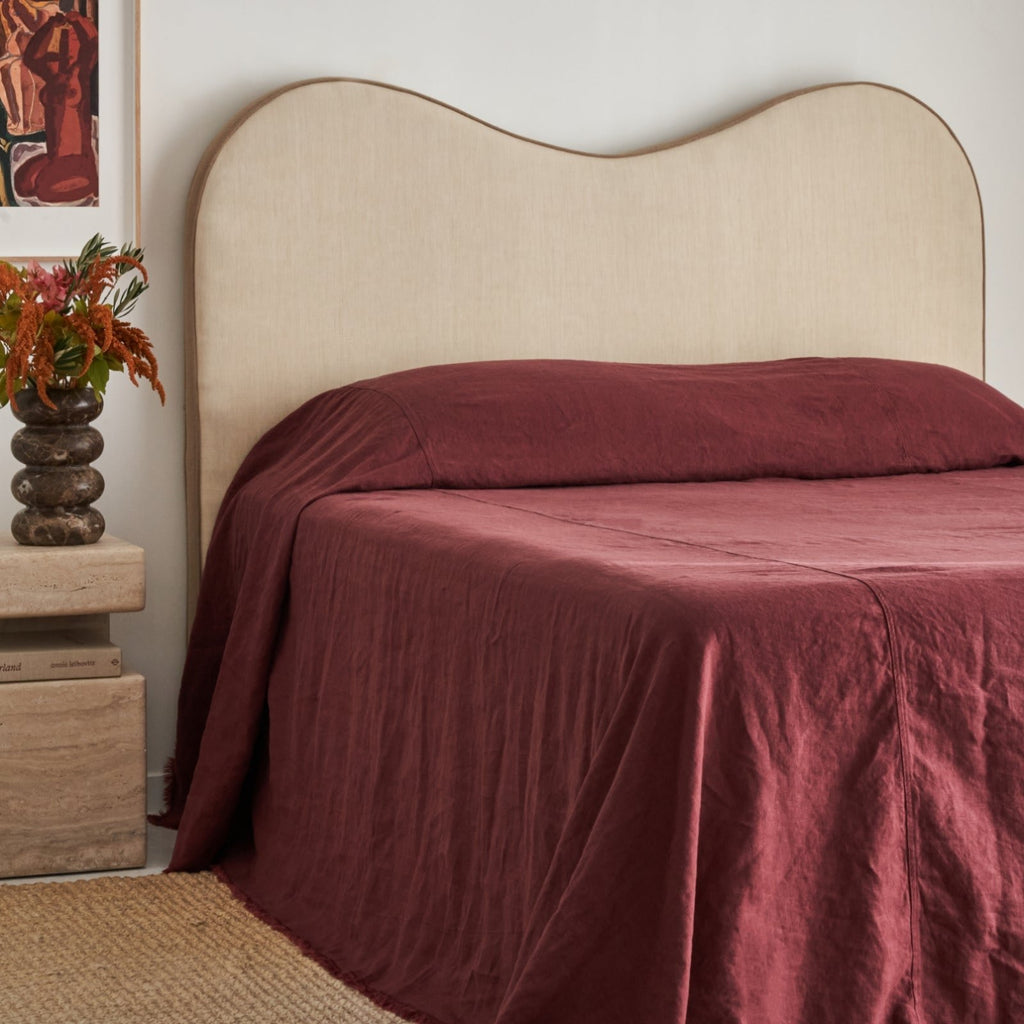 French Flax Linen Heavy Bed Cover in Cherrywood – I Love Linen