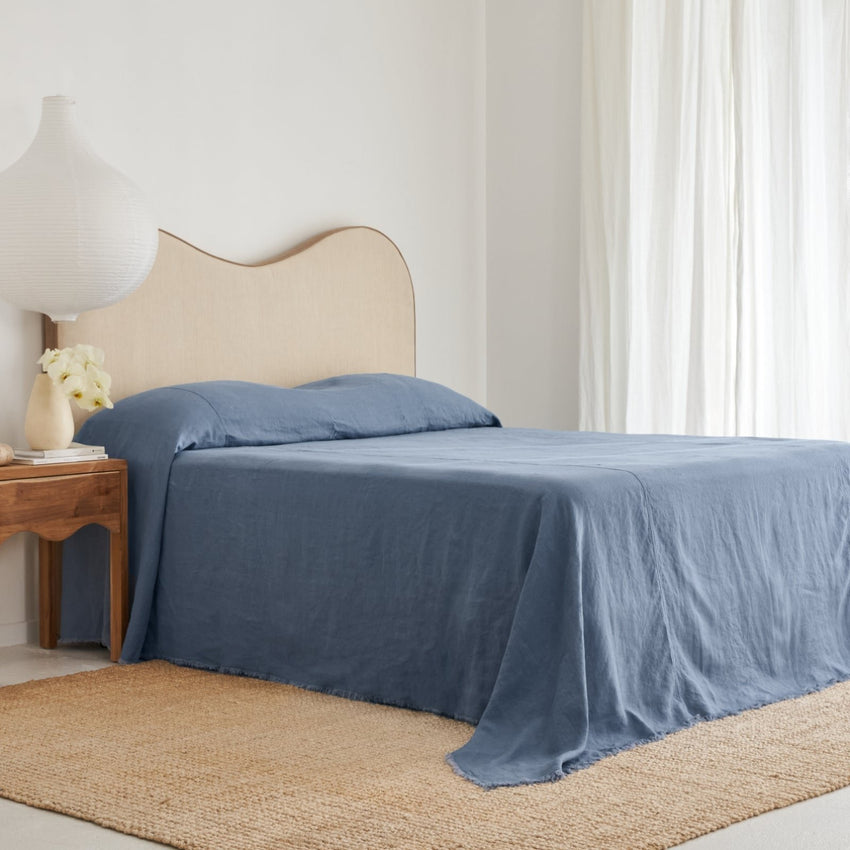 French Flax Linen Heavy Bed Cover in Ocean – I Love Linen