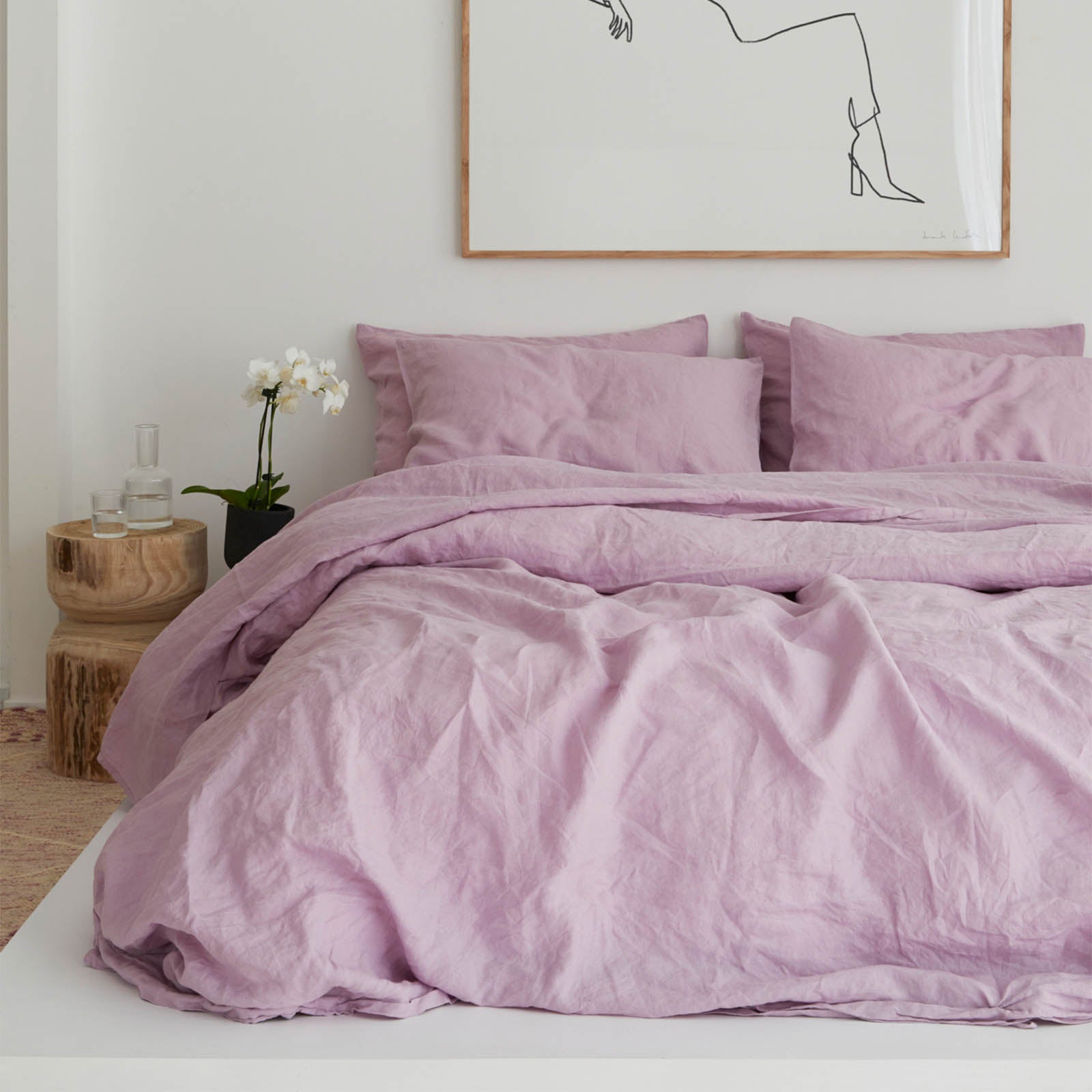 French Flax Linen Quilt Cover Set in Lilac – I Love Linen