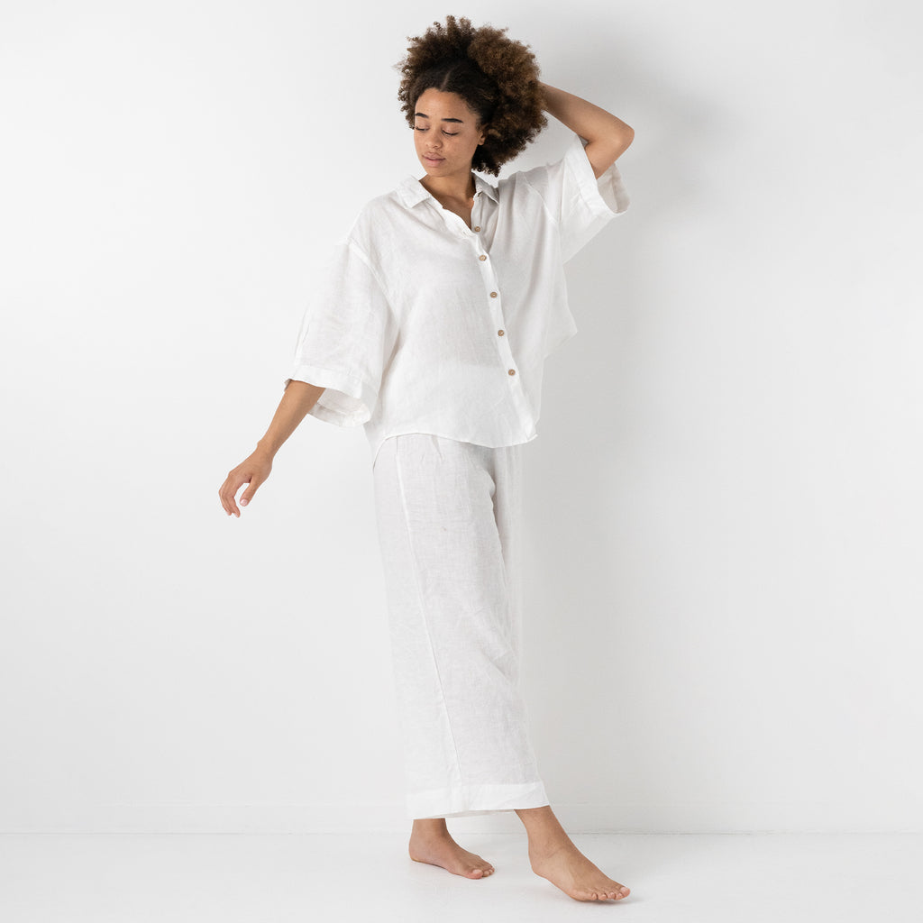 French Flax Linen Ruby Lounge Set in White – I Love Linen