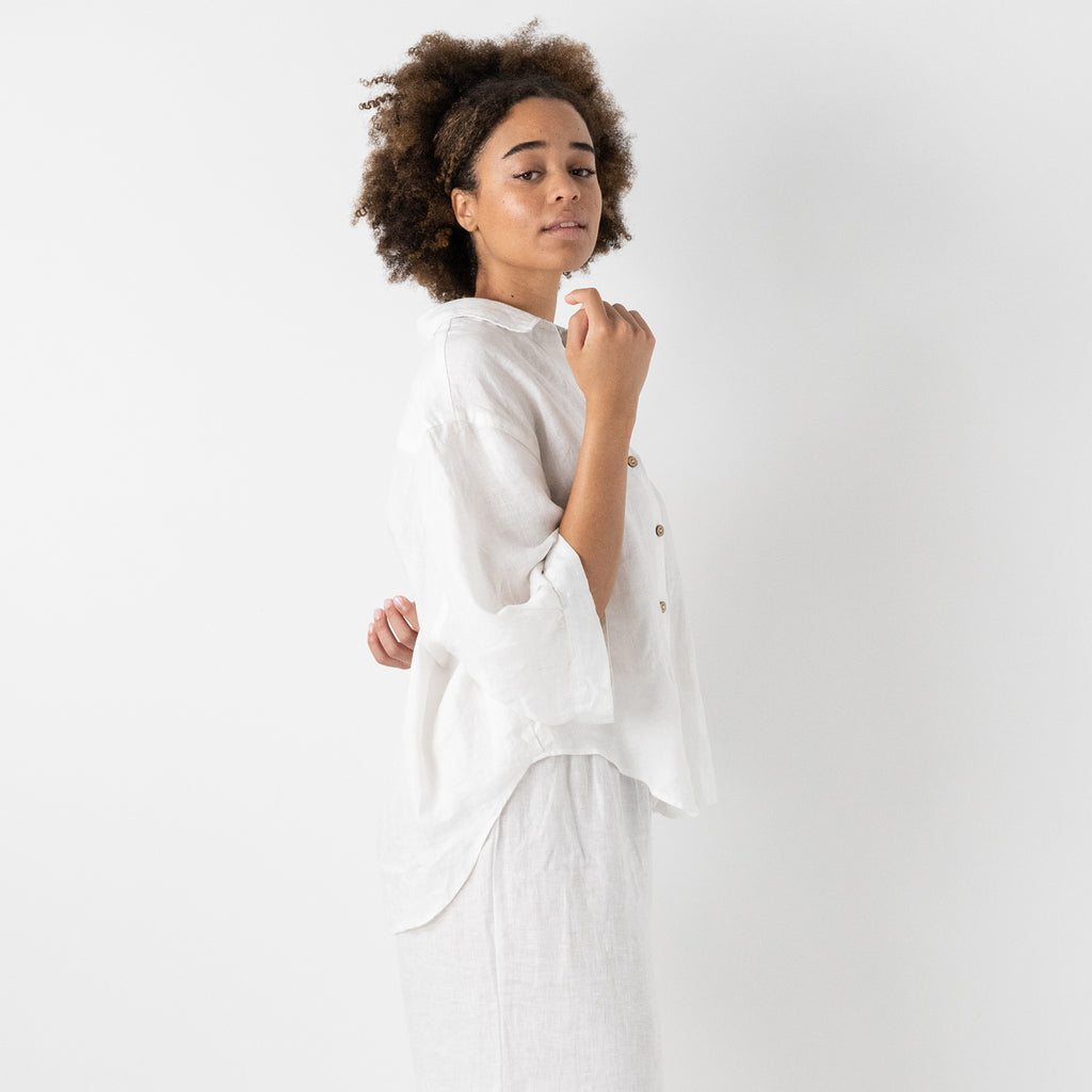 French Flax Linen Ruby Lounge Set in White – I Love Linen