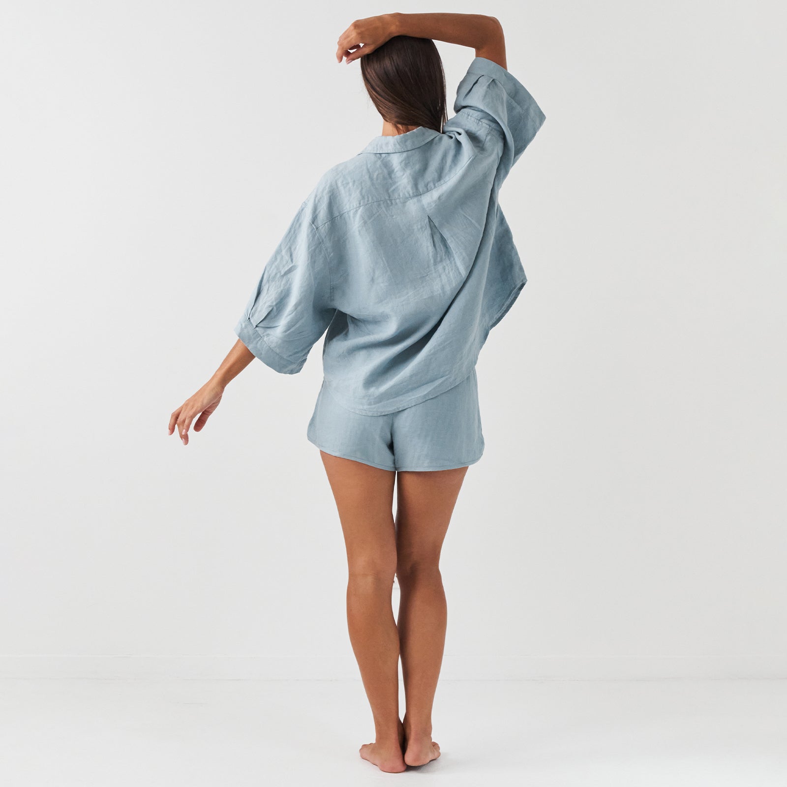 French Flax Linen Ruby Set in Marine Blue – I Love Linen