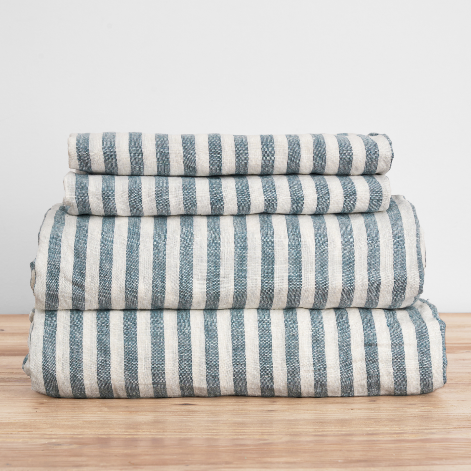 French Flax Linen Sheet Set in Marine Blue Stripe – I Love Linen