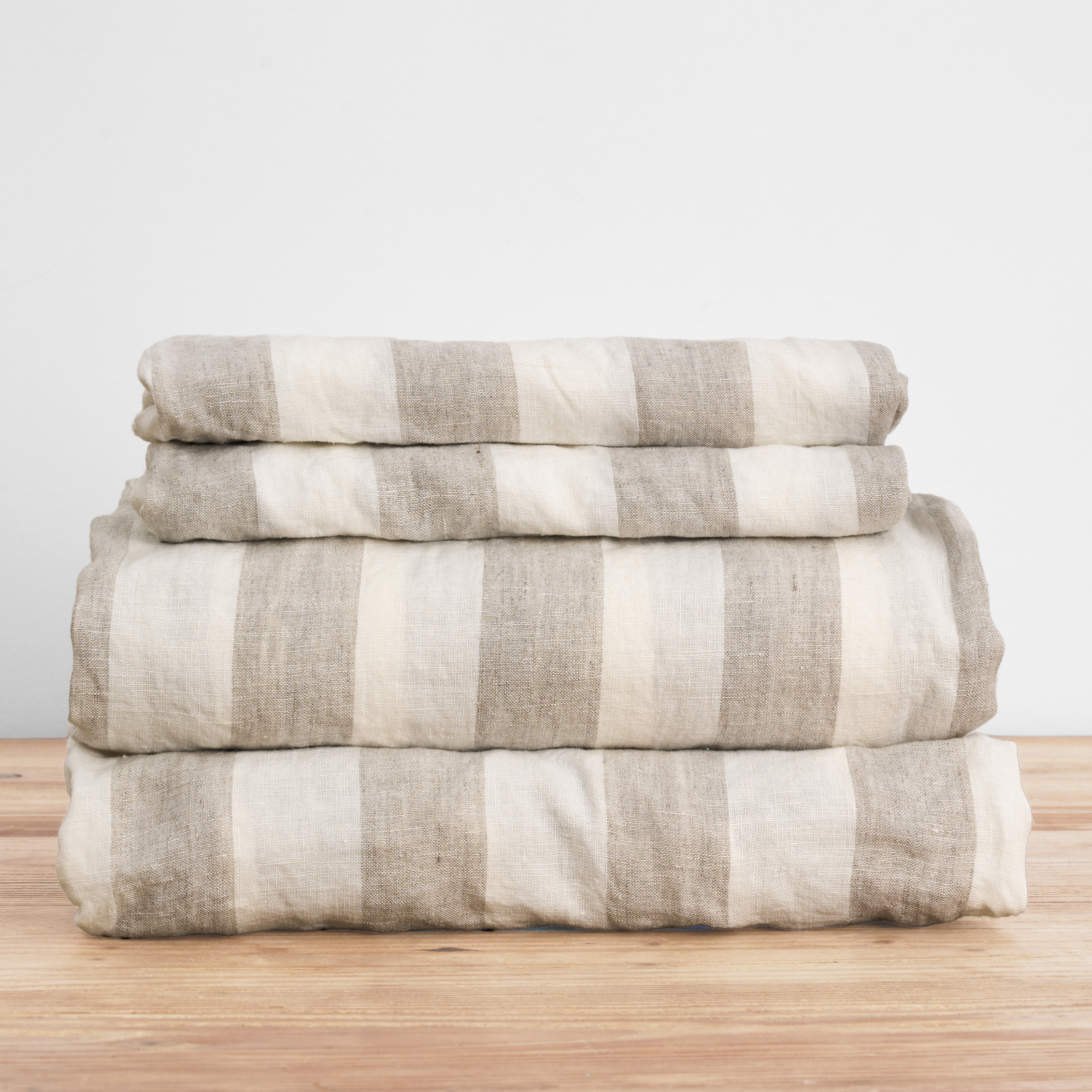 French Flax Linen Sheet Set in Natural Thick Stripe – I Love Linen