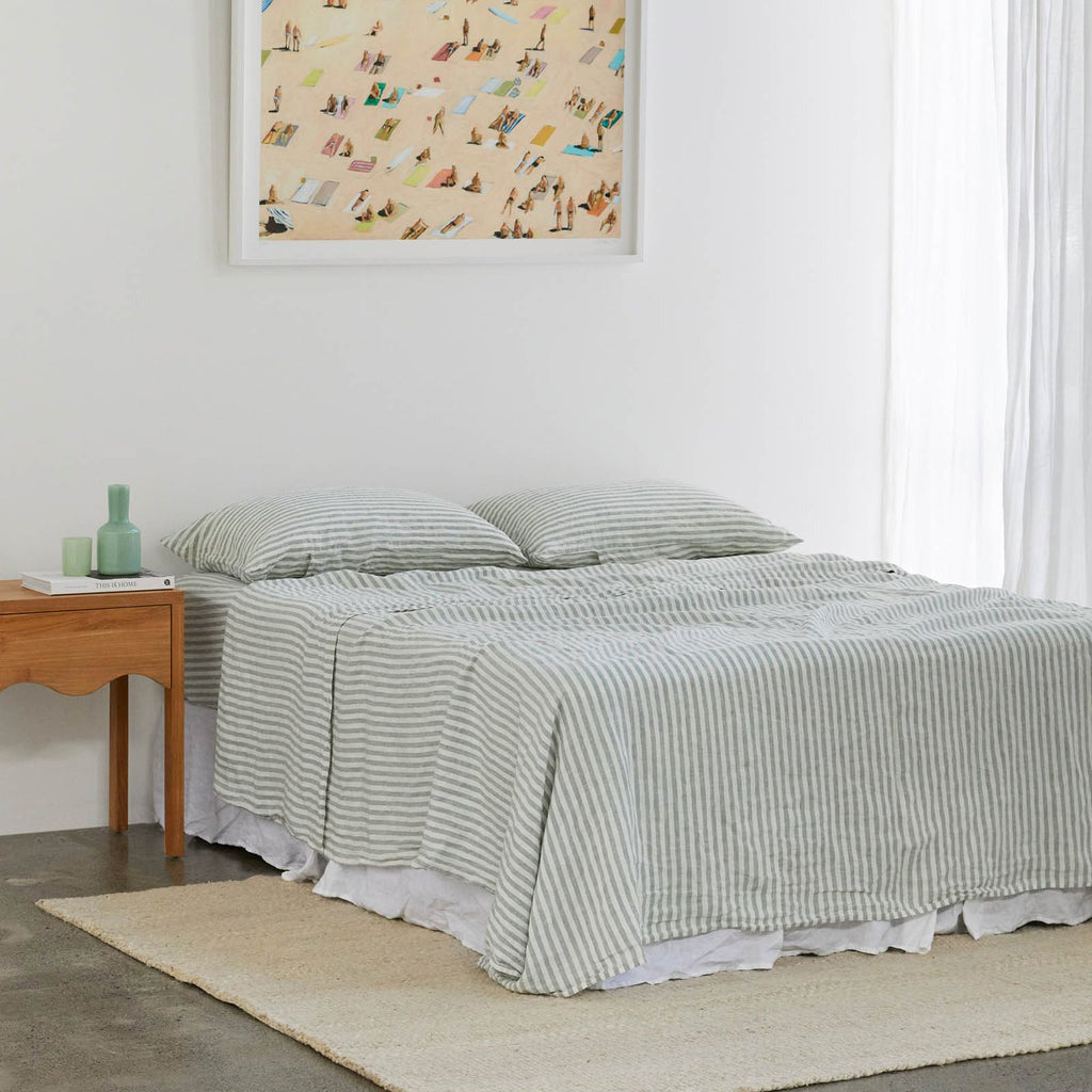 French Flax Linen Sheet Set in Sage Stripe – I Love Linen