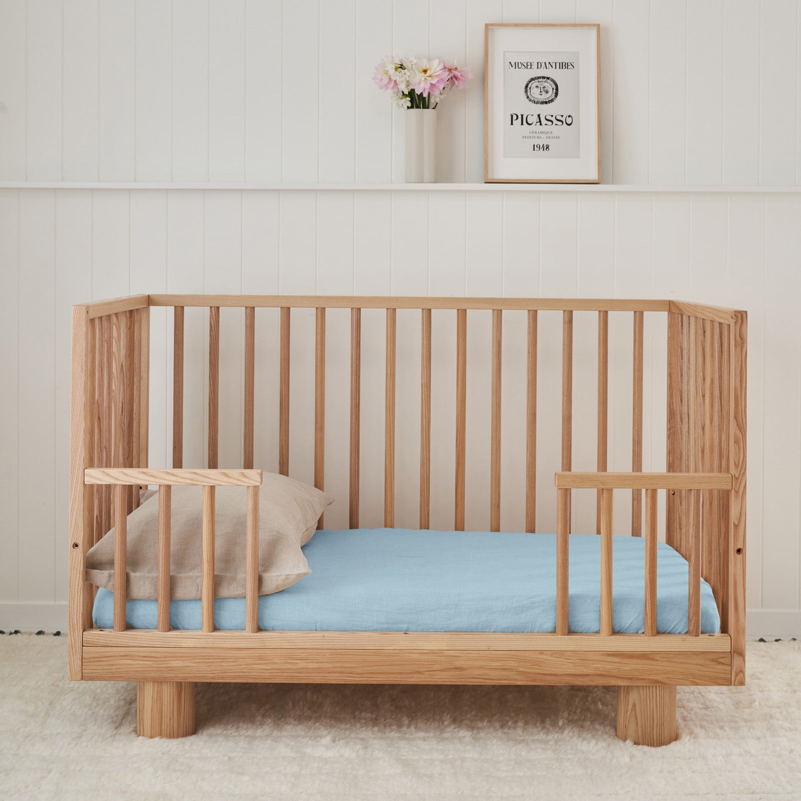 French Flax Linen Cot Sheet in Sky Blue – I Love Linen