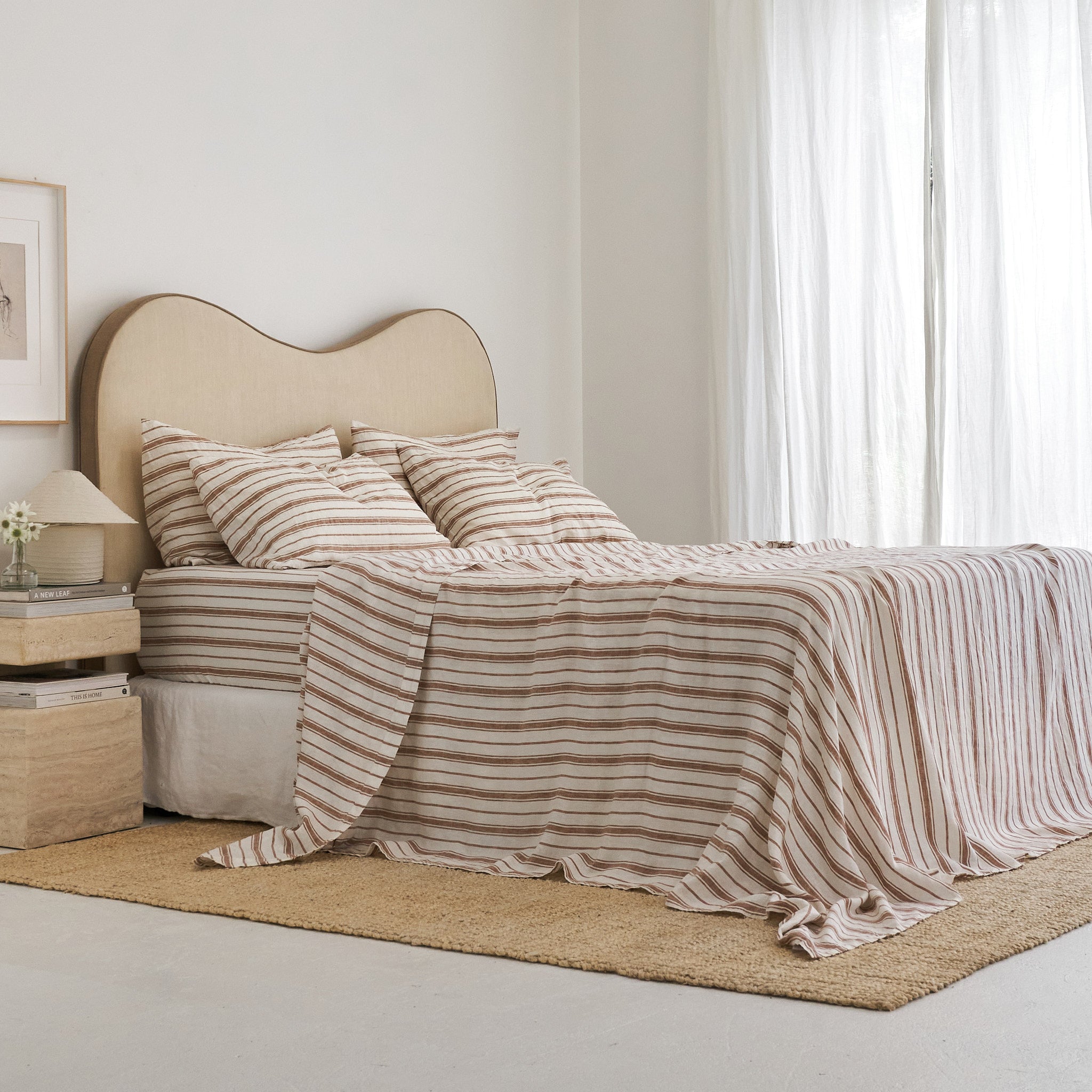French Flax Linen Sheet Set in Hazelnut Stripe – I Love Linen