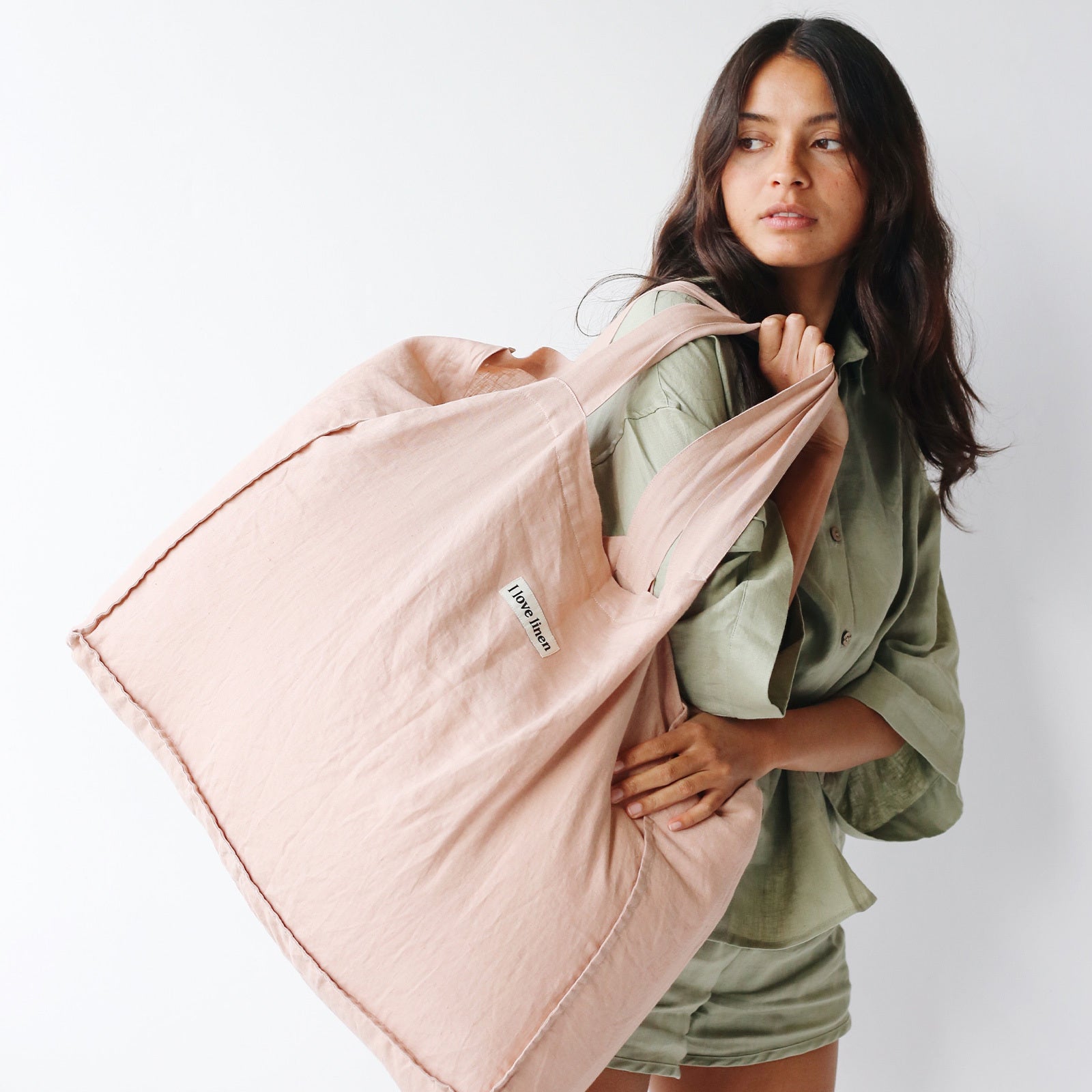French Flax Linen Carry All Bag in Clay – I Love Linen