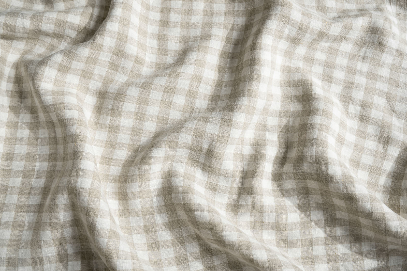 French Flax Linen Swatch in Beige Gingham – I Love Linen