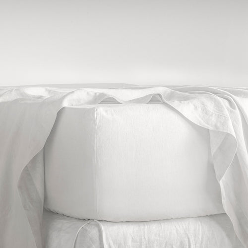 French Flax Linen Fitted Sheet in White – I Love Linen