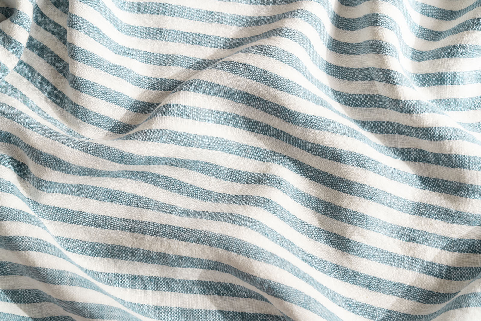 French Flax Linen Swatch in Marine Blue Stripe – I Love Linen
